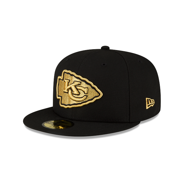 Kansas City Chiefs 5950 New Era Black Gold Metallic 59Fifty Fitted Cap ...